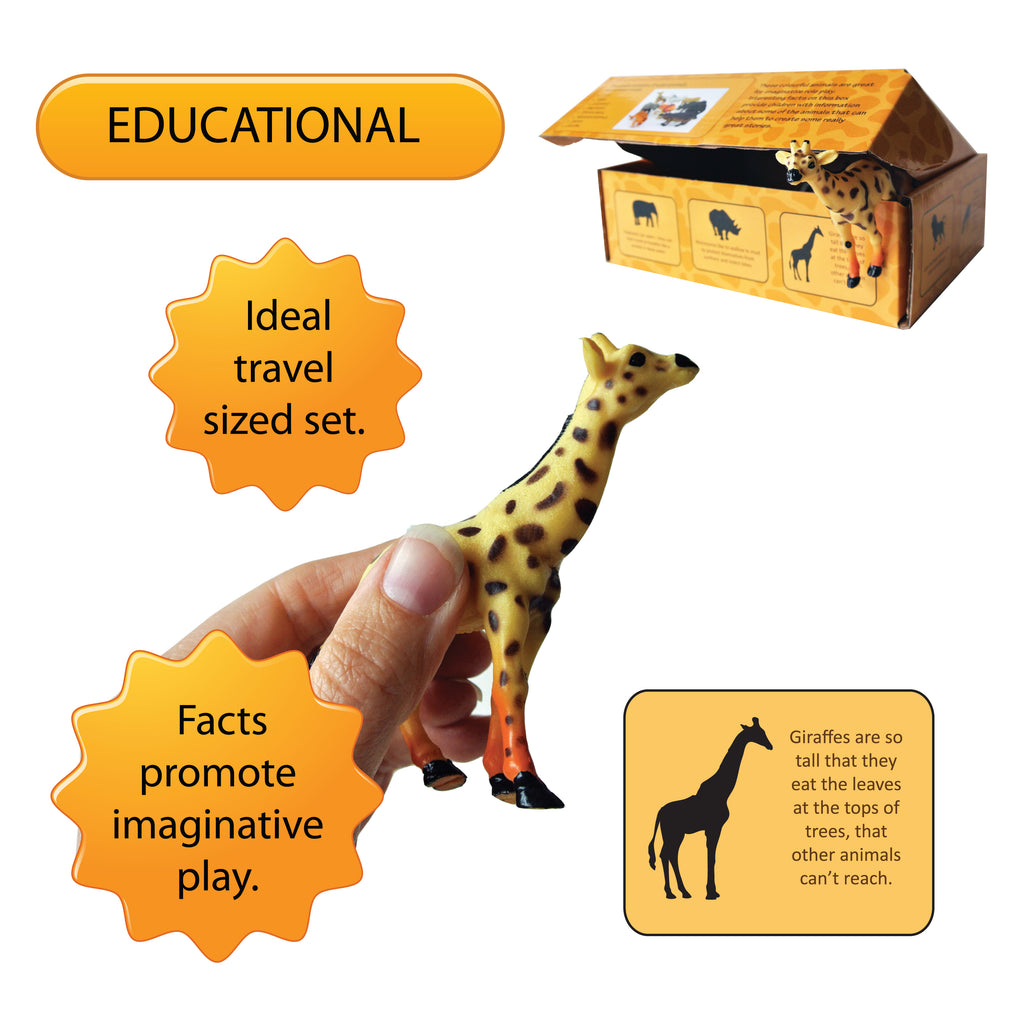 Playset of 9 Plastic Safari Animal Toys - travel sized – Lello and Monkey